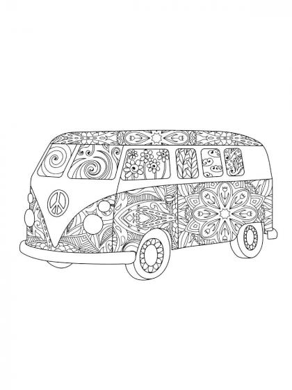 Bus coloring pages for Adults