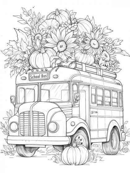 Bus coloring pages for Adults