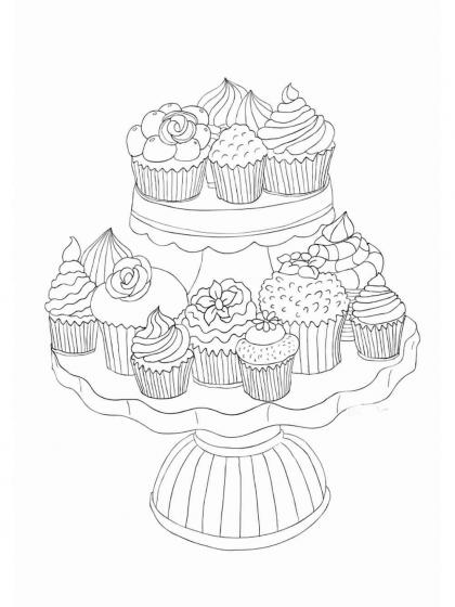 Cake coloring pages for Adults