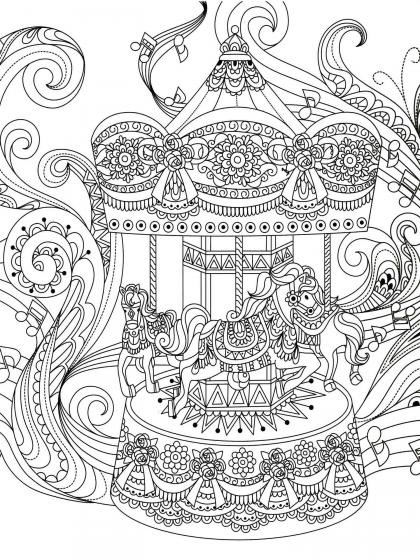 Carousel coloring pages for Adults