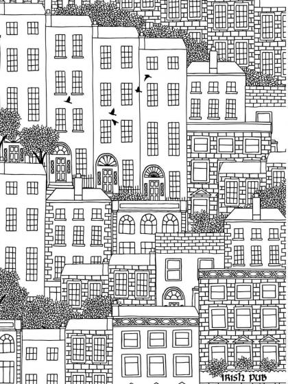 City coloring pages for Adults