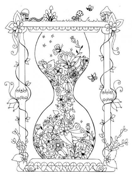 Clock coloring pages for Adults