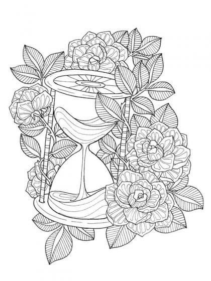 Clock coloring pages for Adults
