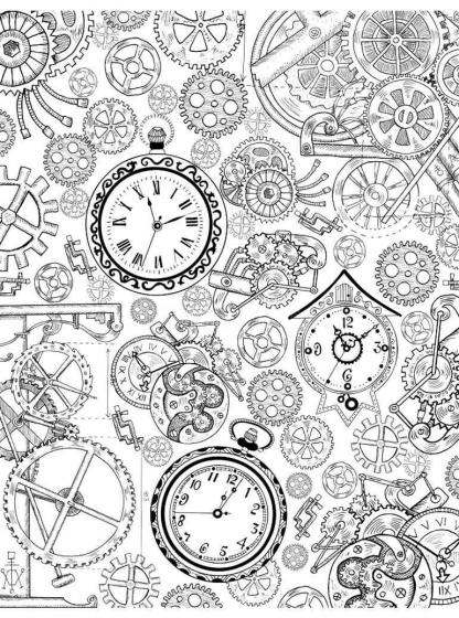 Clock coloring pages for Adults