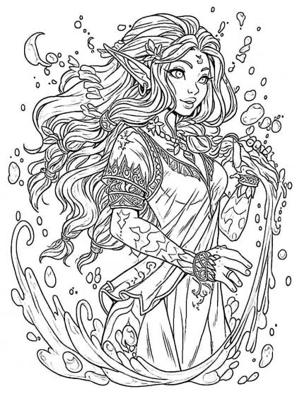 Elf coloring pages for Adults
