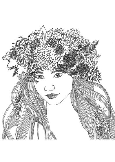 Flower Head coloring pages for Adults