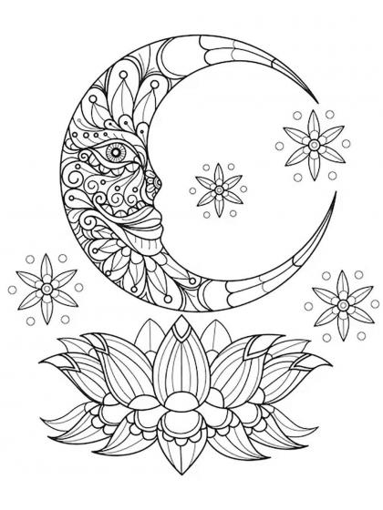 Moon coloring pages for Adults
