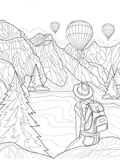 Mountains coloring pages for Adults