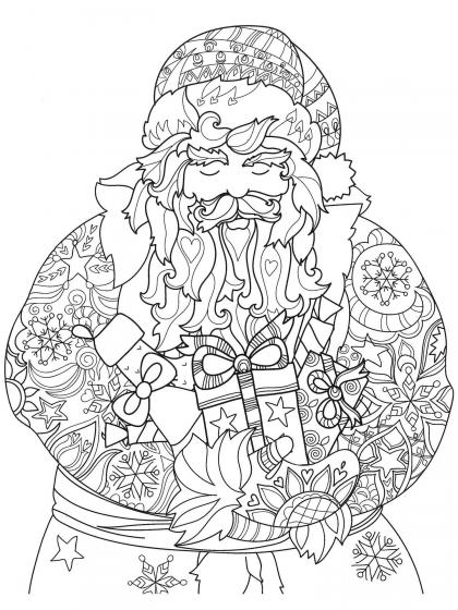 Santa Claus coloring pages for Adults
