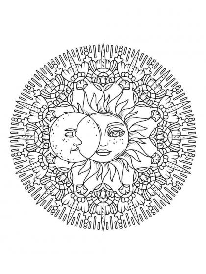 Sun and Moon coloring pages for Adults