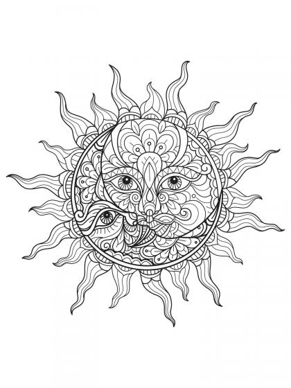 Sun coloring pages for Adults