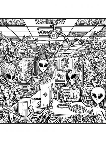 UFO coloring pages for Adults