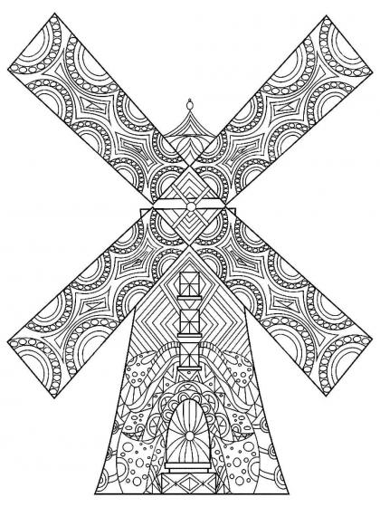 Windmill coloring pages for Adults