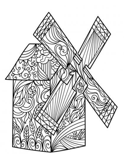 Windmill coloring pages for Adults