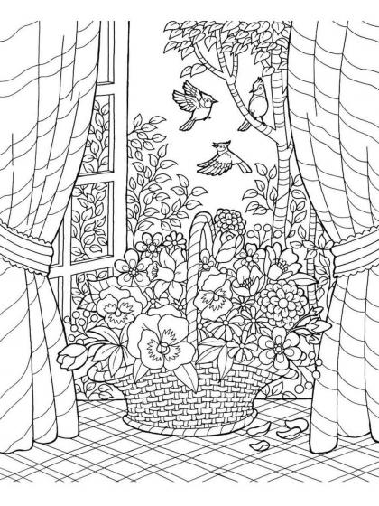 Window coloring pages for Adults