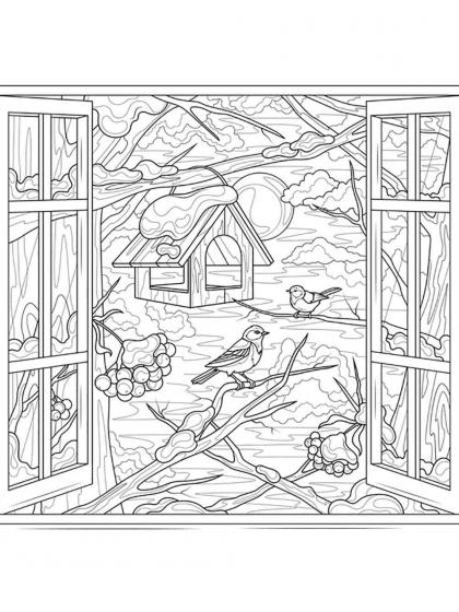 Window coloring pages for Adults