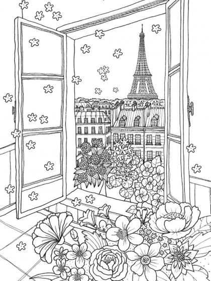 Window coloring pages for Adults