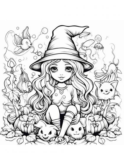 Witch coloring pages for Adults