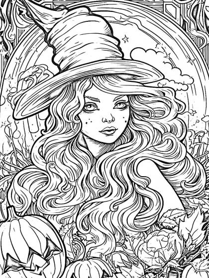 Witch coloring pages for Adults