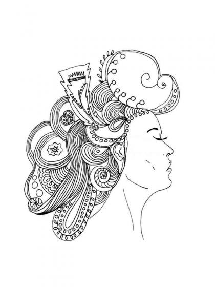Woman Hair coloring pages for Adults