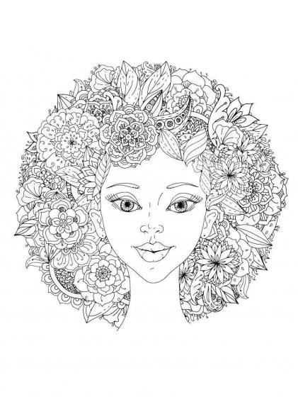 Woman Hair coloring pages for Adults