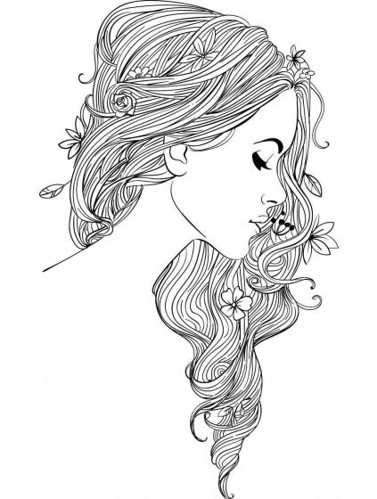 Woman Hair coloring pages for Adults