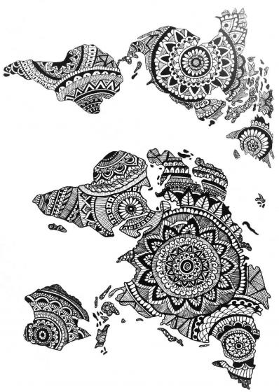 World Map coloring pages for Adults