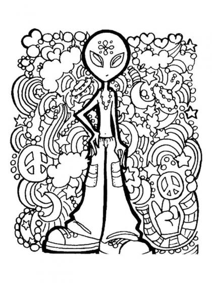 Aliens coloring pages for Adults