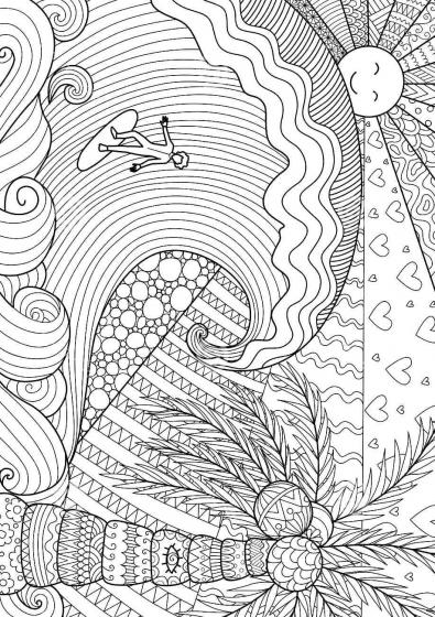 Beach coloring pages for Adults