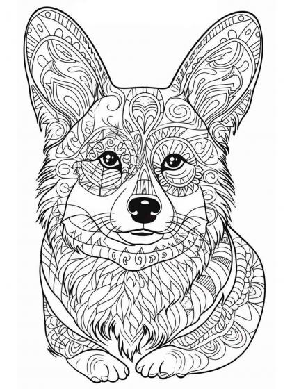 Free printable Corgi coloring pages for Adults