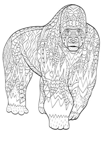 Gorilla coloring pages for Adults