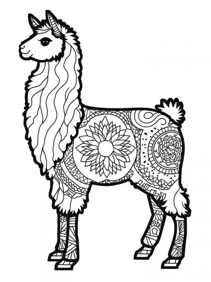 Llama coloring pages for Adults