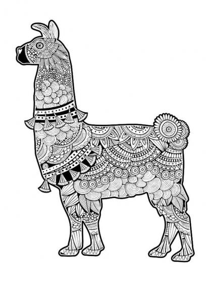 Llama coloring pages for Adults