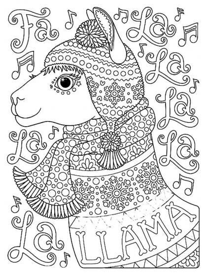 Llama coloring pages for Adults