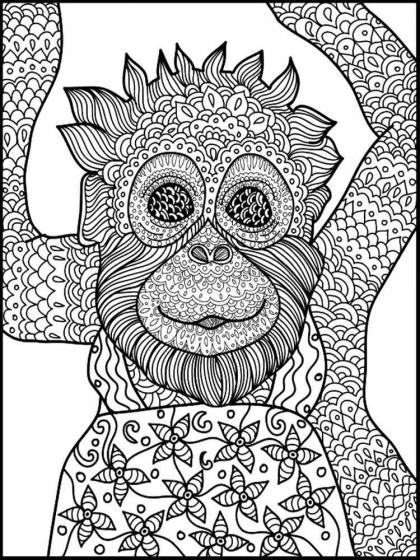 Monkey coloring pages for Adults