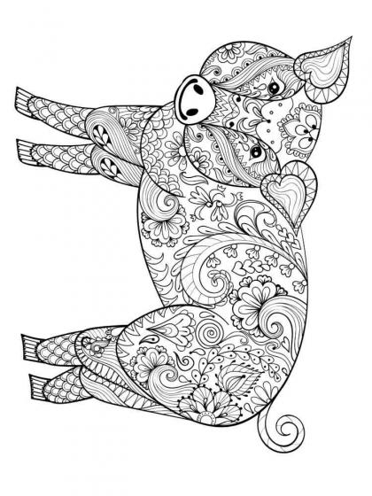 Pig coloring pages for Adults