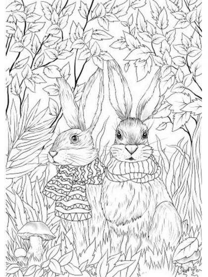 Rabbit coloring pages for Adults