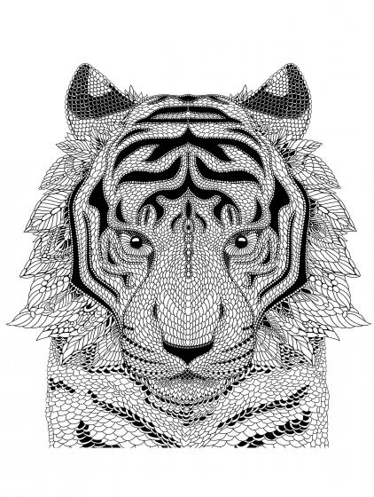 Tiger coloring pages for Adults
