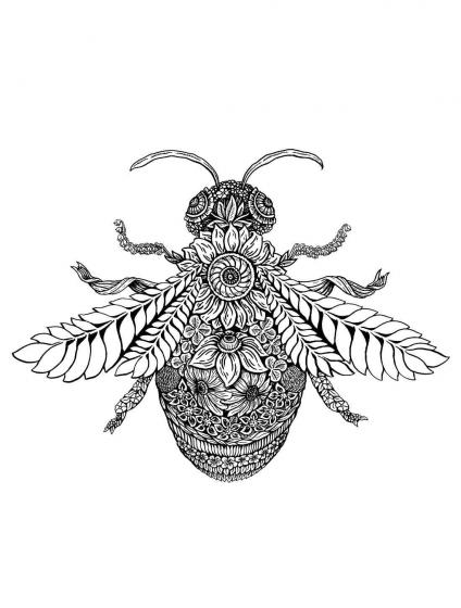 Bee coloring pages for Adults