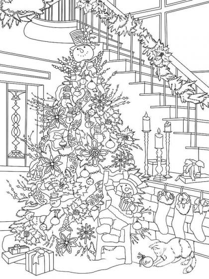 Christmas Tree coloring pages for Adults