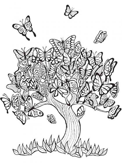 Tree coloring pages for Adults