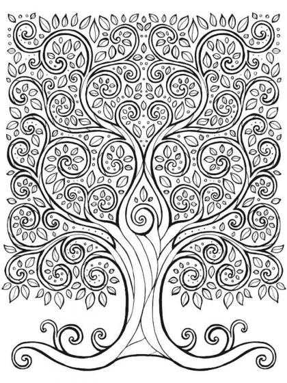 Tree coloring pages for Adults
