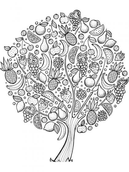 Tree coloring pages for Adults